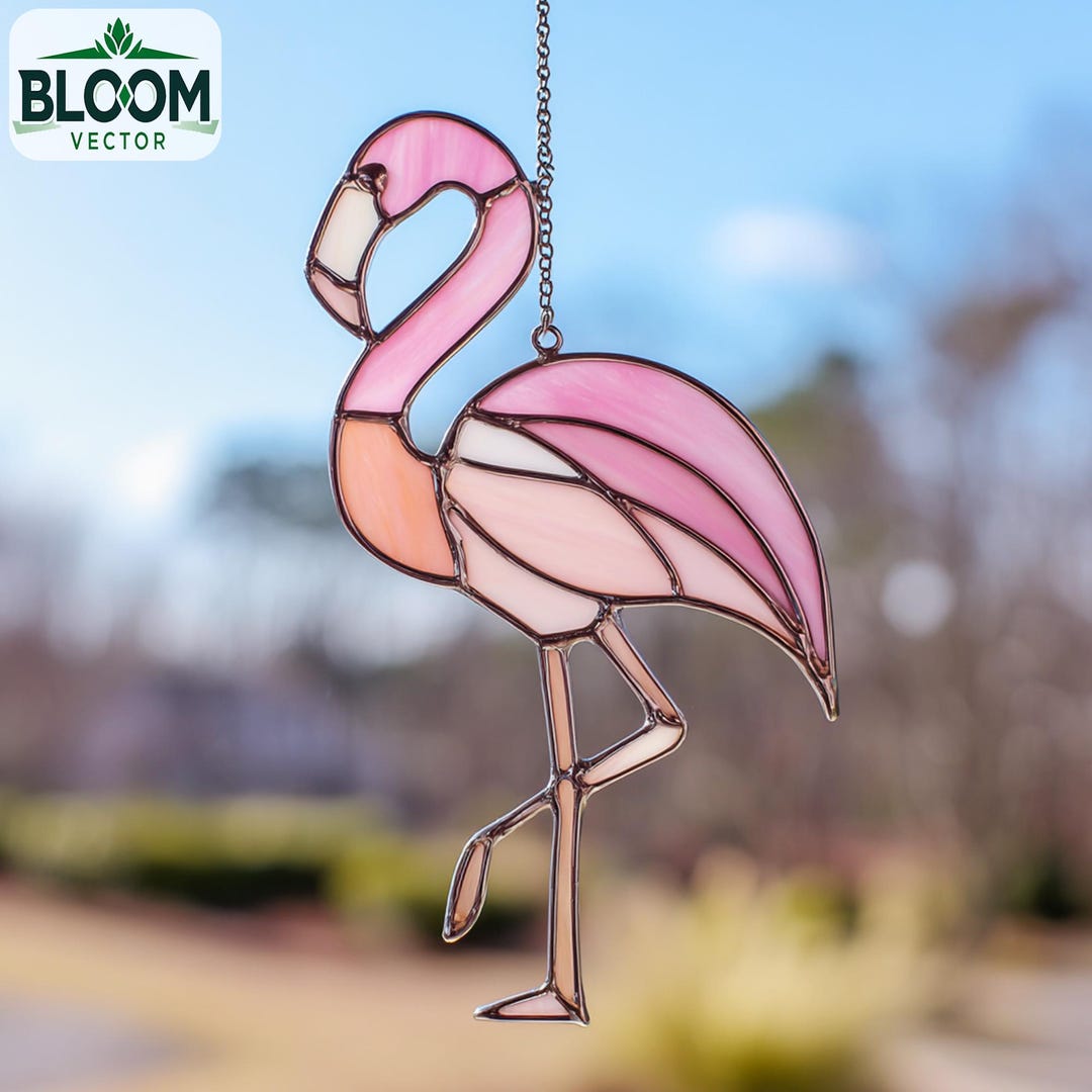 Flamingo Stained Glass Pattern, Flamingo Suncatcher, Pink Flamingo ...