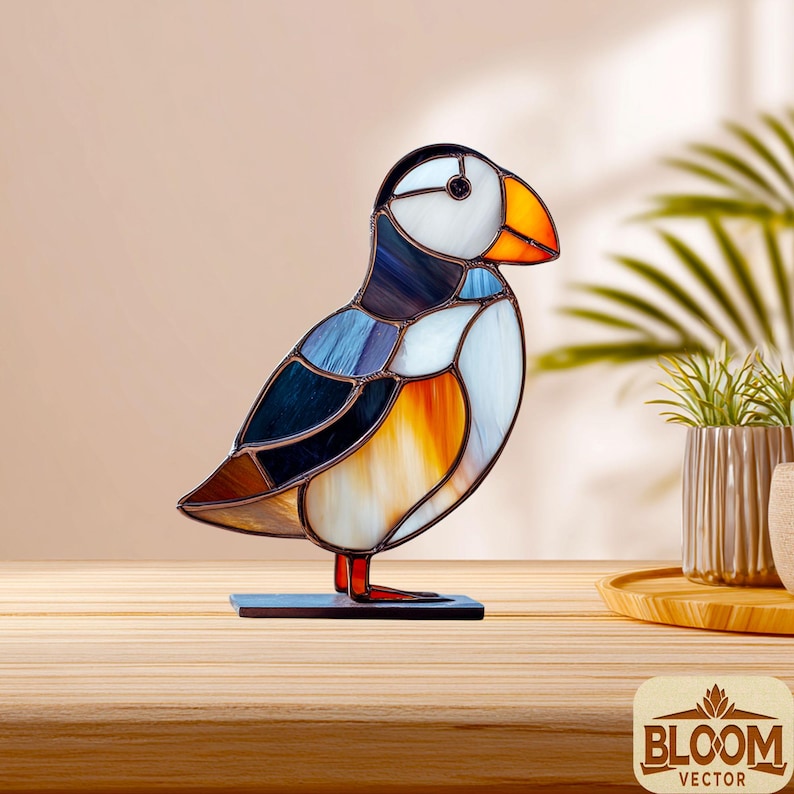 Puffin Stained Glass Pattern PDF | Puffin Suncatcher Template | DIY ...
