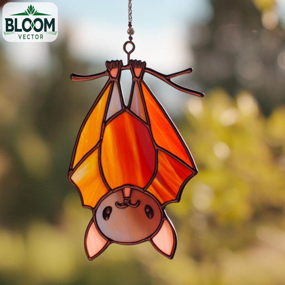 Hanging Bat Stained Glass Pattern: DIY Home Decor (PDF & PNG Files ...