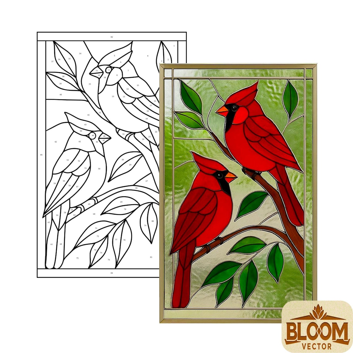 Cardinal Bird Stained Glass Pattern: DIY Home Decor (PDF Download ...
