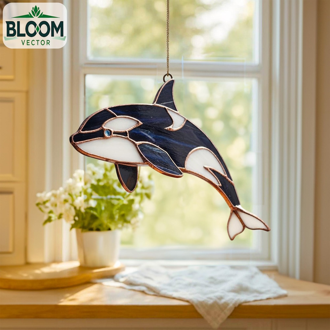 Orca Stained Glass Pattern: DIY Home Decor (PDF Pattern), Suncatcher ...