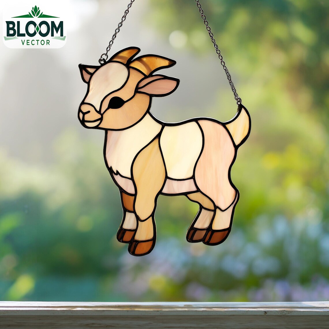 Goat Stained Glass Pattern PDF | Goat Suncatcher Template | DIY Stained ...