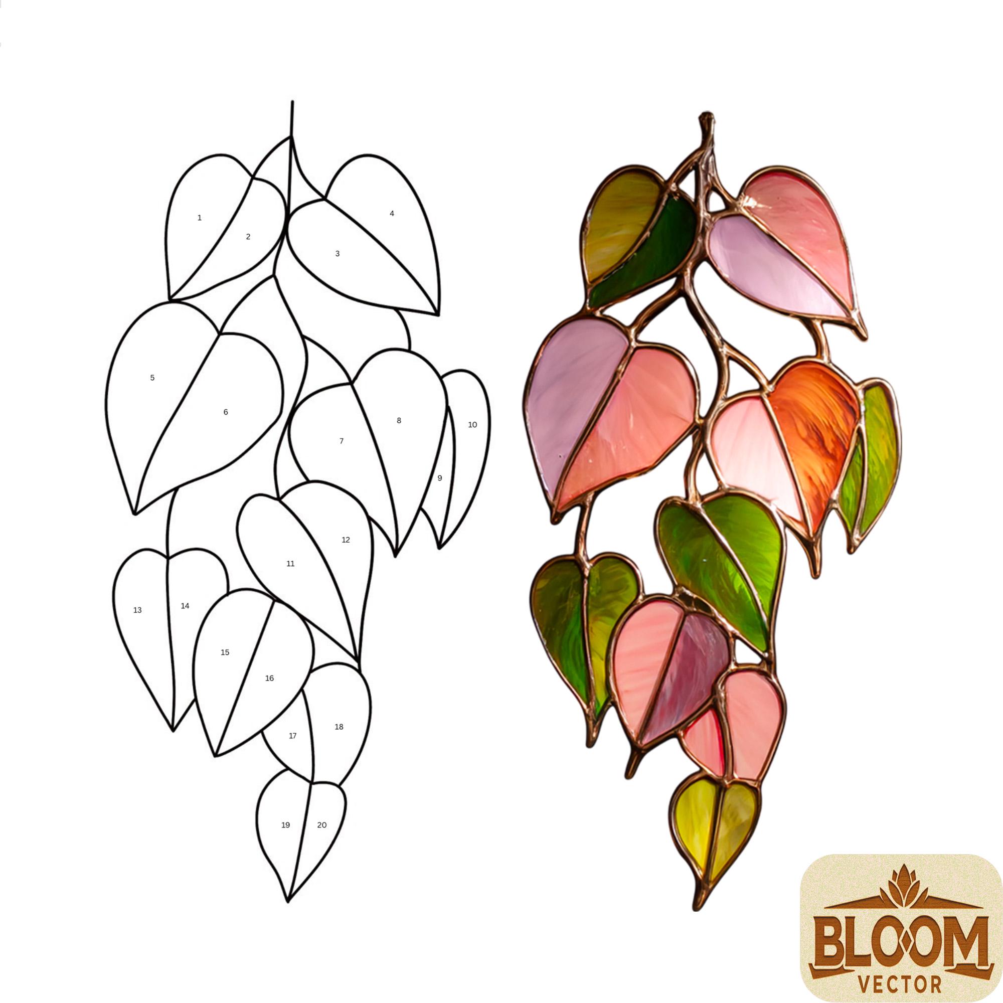 Hanging Plant Stained Glass Pattern: DIY Home Decor (PDF & PNG Files ...