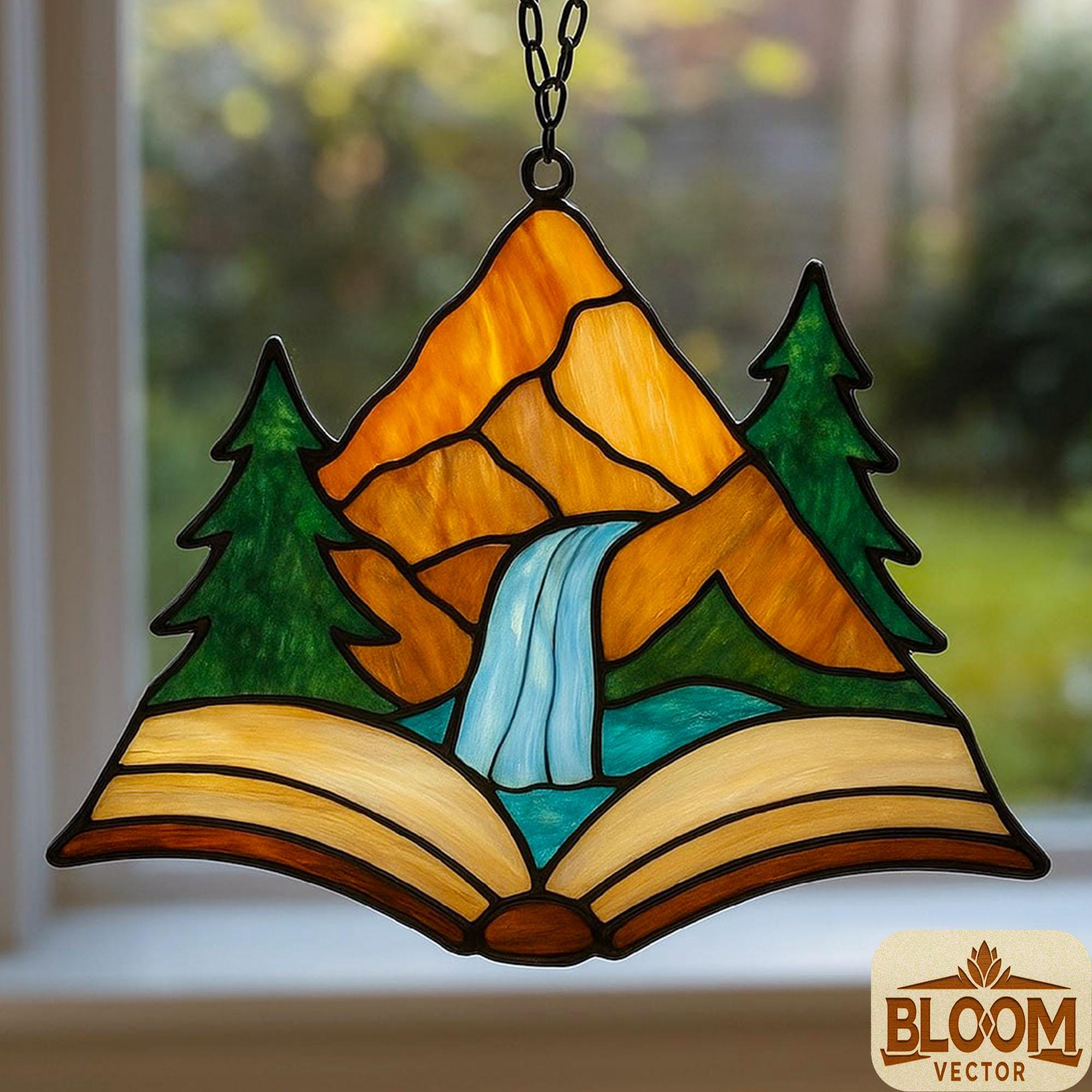 Mountain Book Stained Glass Pattern: DIY Home Decor (PDF Pattern) - Etsy