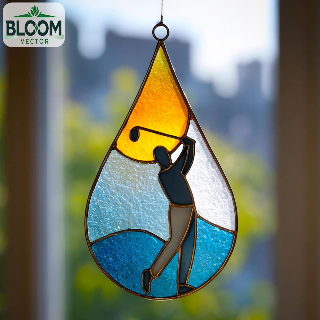 Golf Stained Glass Pattern: DIY Home Decor (PDF & PNG Files ...