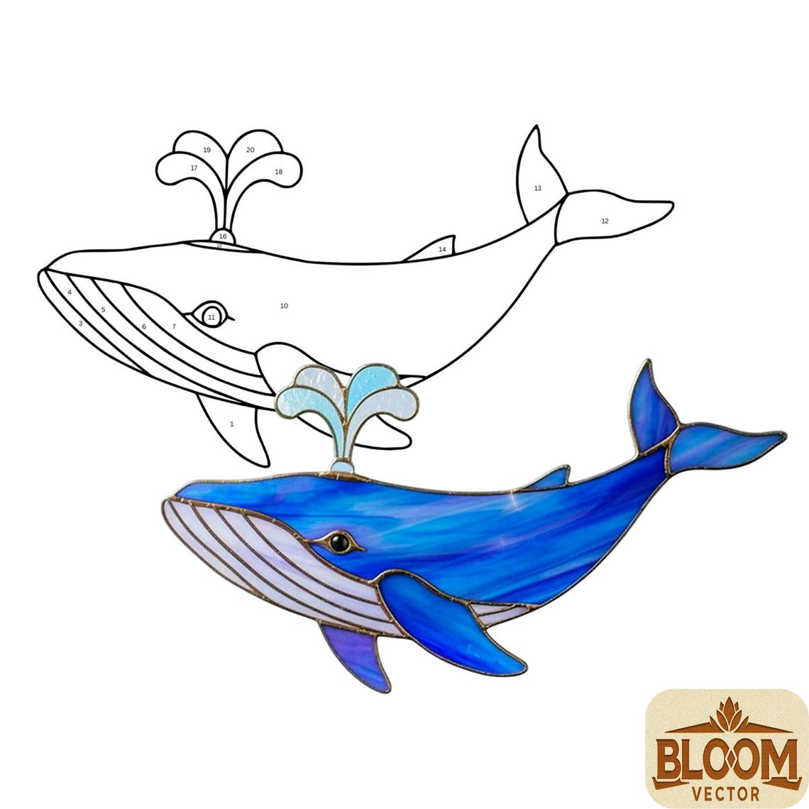 Blue Whale Stained Glass Pattern: DIY Home Decor (PDF Pattern ...