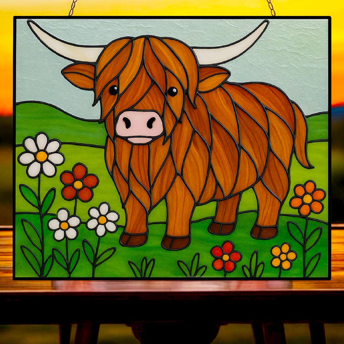 Highland Cow Stained Glass Pattern: DIY Home Decor (PDF Download) - Etsy