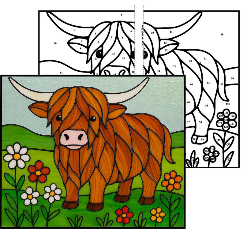 Highland Cow Stained Glass Pattern: DIY Home Decor (PDF Download) - Etsy