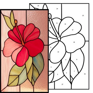 Hibiscus Flower Stained Glass Pattern: DIY Home Decor (PDF & PNG Files ...