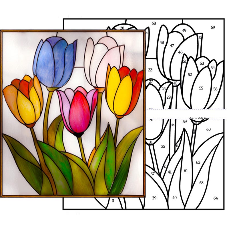 Tulip Flower Stained Glass Pattern, Flower Stained Glass Pattern, Diy ...