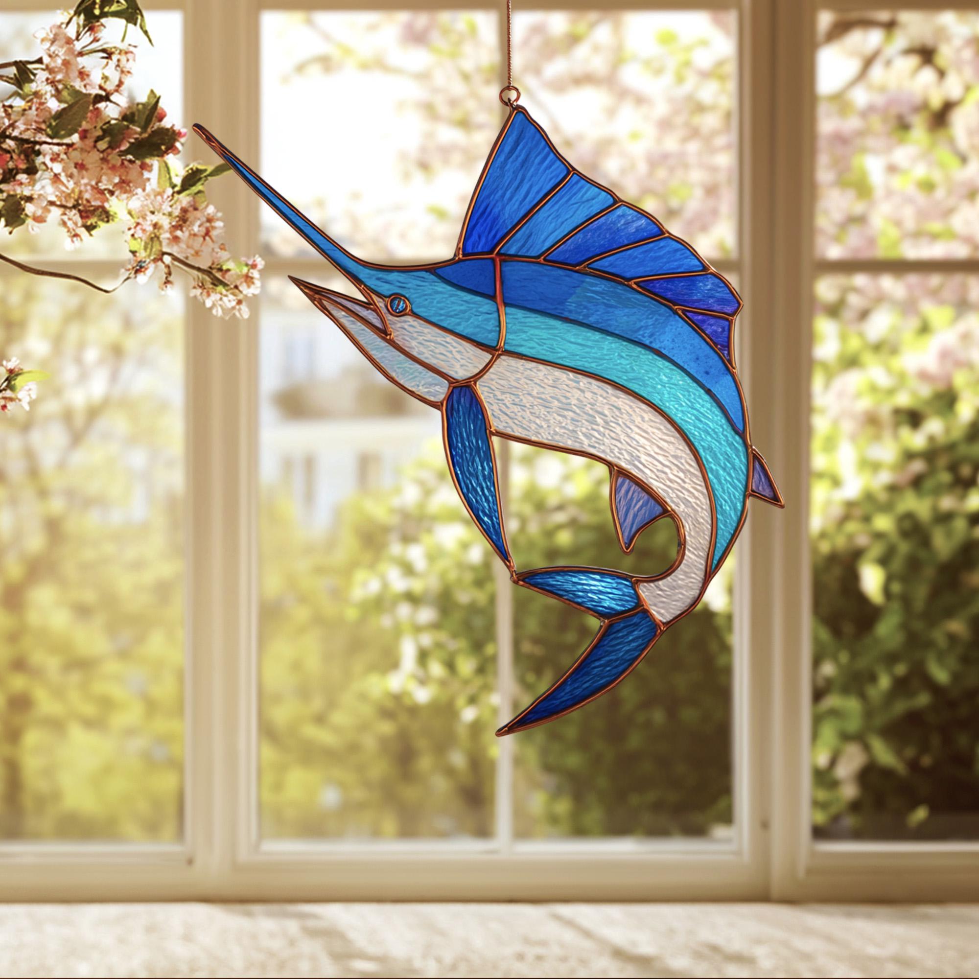Marlin Stained Glass Pattern PDF | Marlin Suncatcher Template | DIY ...