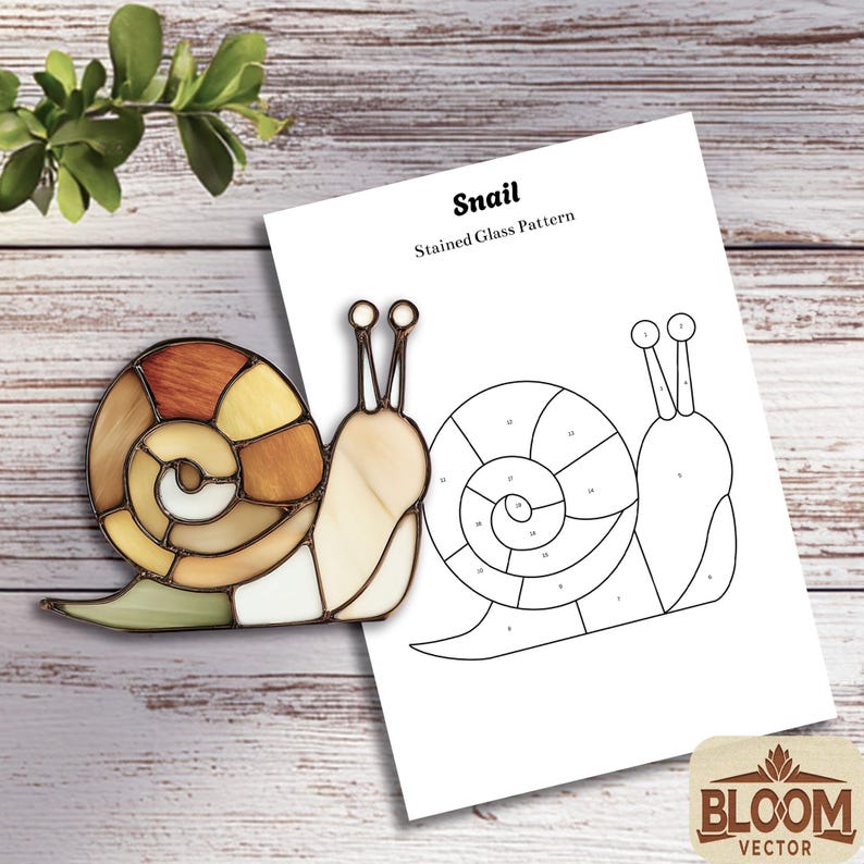 Snail Stained Glass Pattern PDF | Snail Suncatcher Template | DIY ...