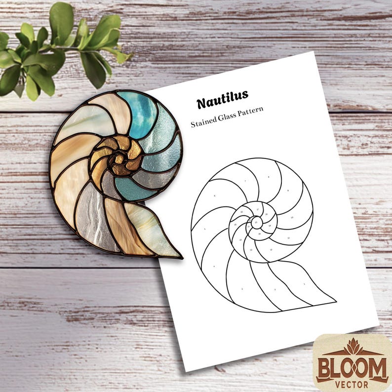 Nautilus Stained Glass Pattern PDF | Nautilus Suncatcher Template | DIY ...