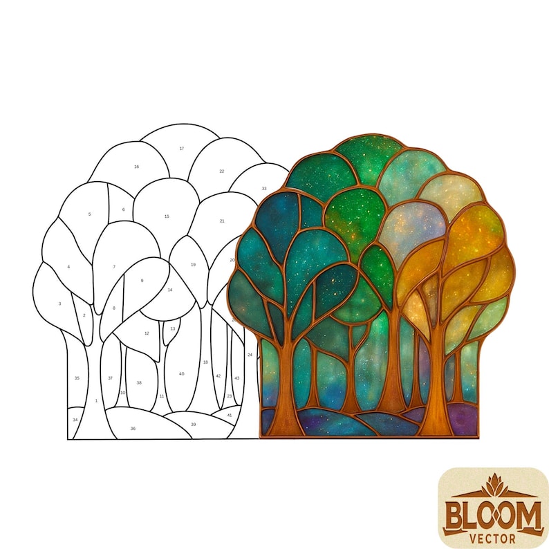 Enchanted Forest Stained Glass Pattern: DIY Home Decor (PDF Pattern ...