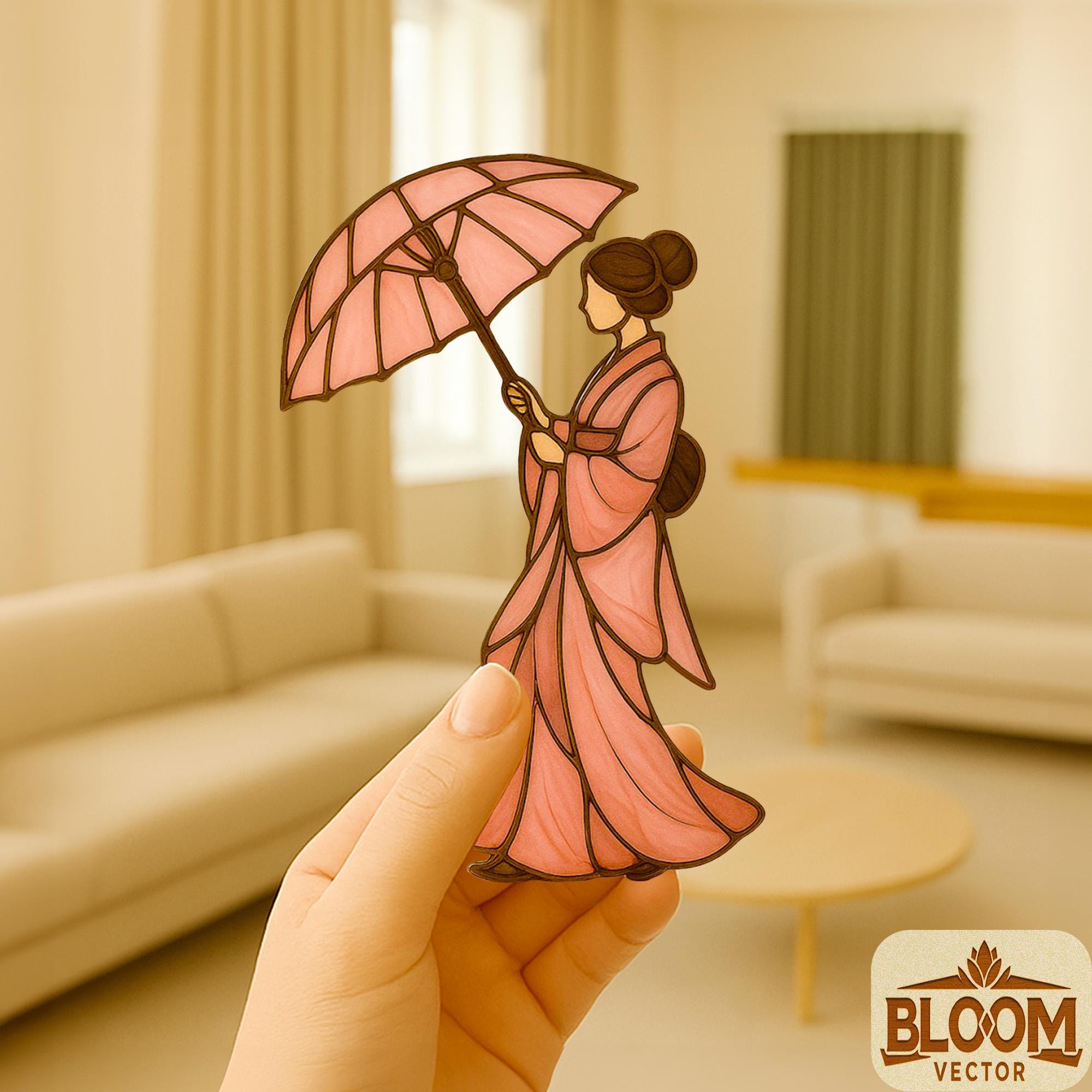 Japanese Geisha Stained Glass Pattern: DIY Home Decor (PDF Pattern ...
