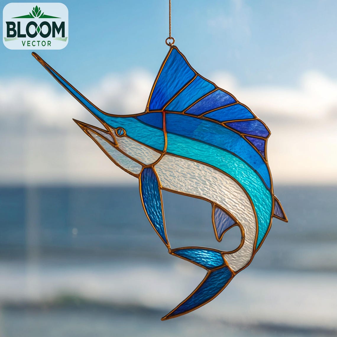 Marlin Stained Glass Pattern PDF | Marlin Suncatcher Template | DIY ...