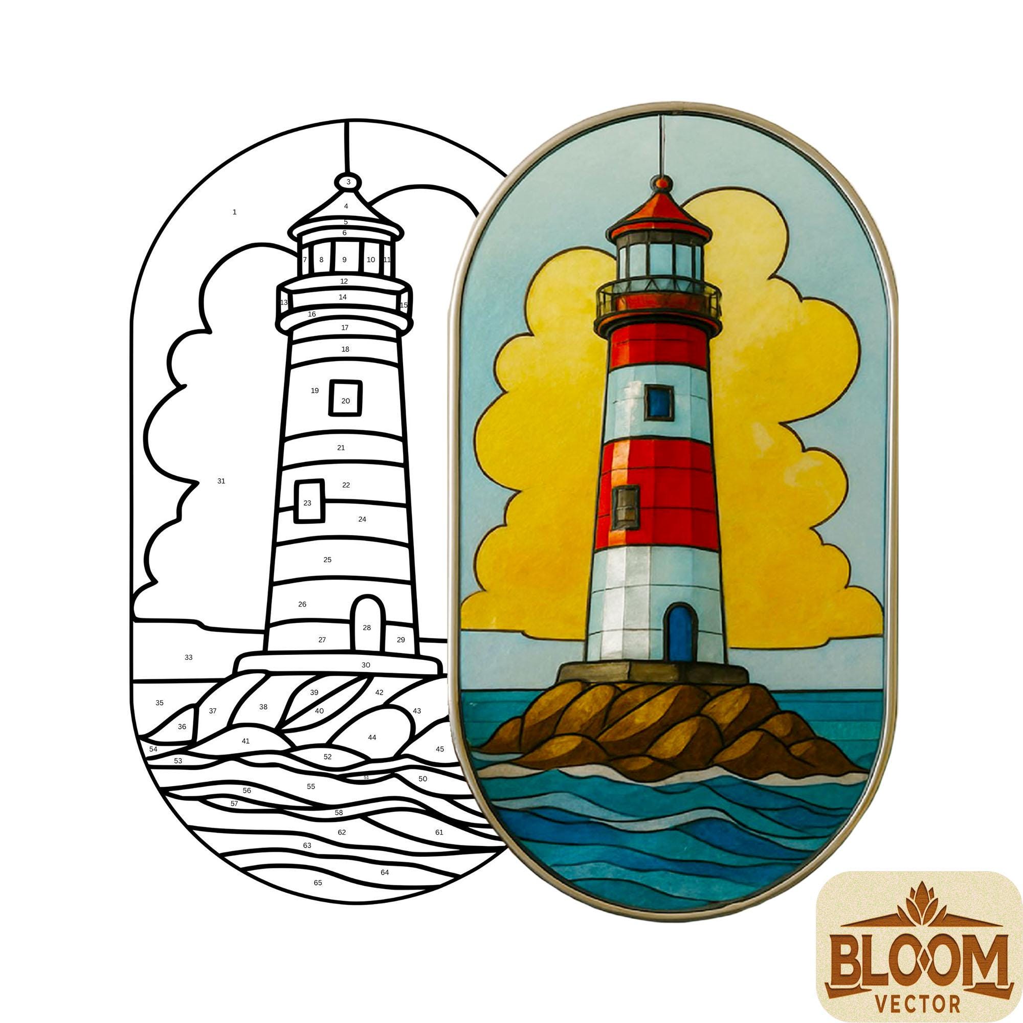 Lighthouse Stained Glass Pattern: DIY Home Decor (PDF Pattern ...