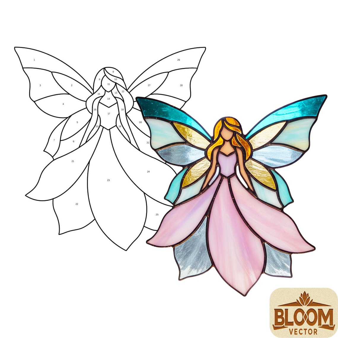 Fairy Stained Glass Pattern: DIY Home Decor (PDF Pattern, PNG Files ...