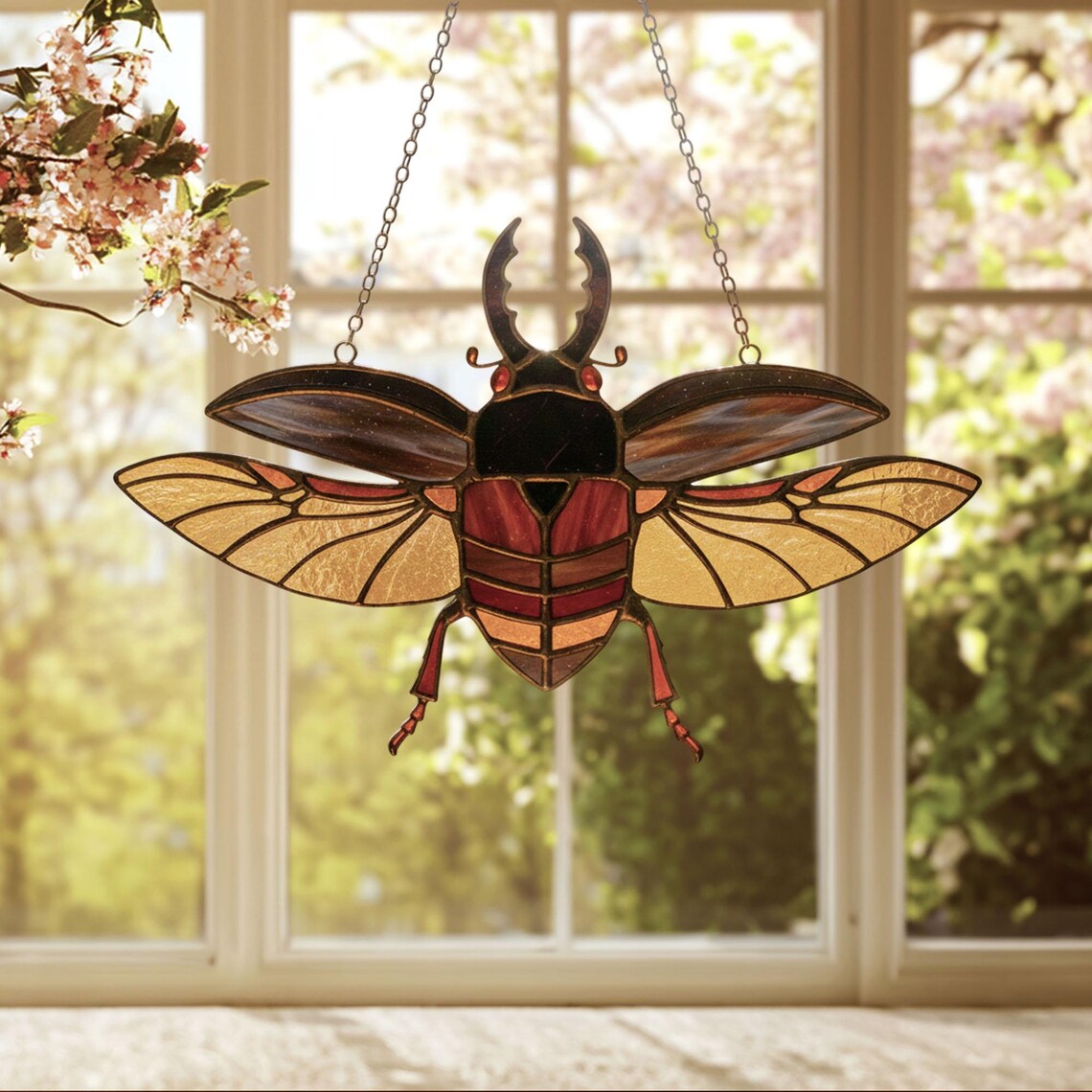 Beetle Stained Glass Pattern PDF | Beetle Suncatcher Template | DIY ...