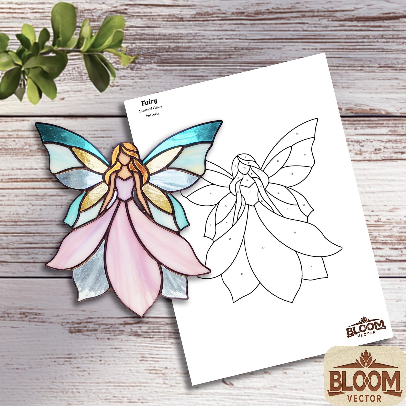 Fairy Stained Glass Pattern: DIY Home Decor (PDF Pattern, PNG Files ...