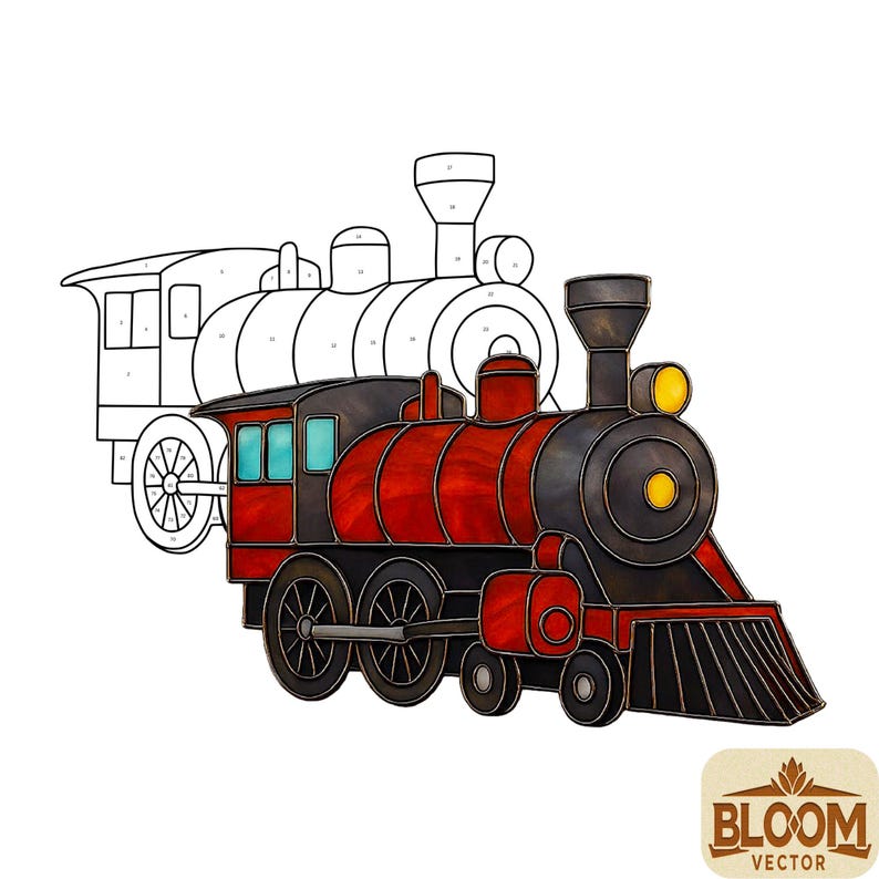 Train Stained Glass Pattern: DIY Vehicle Home Decor (PDF Pattern ...