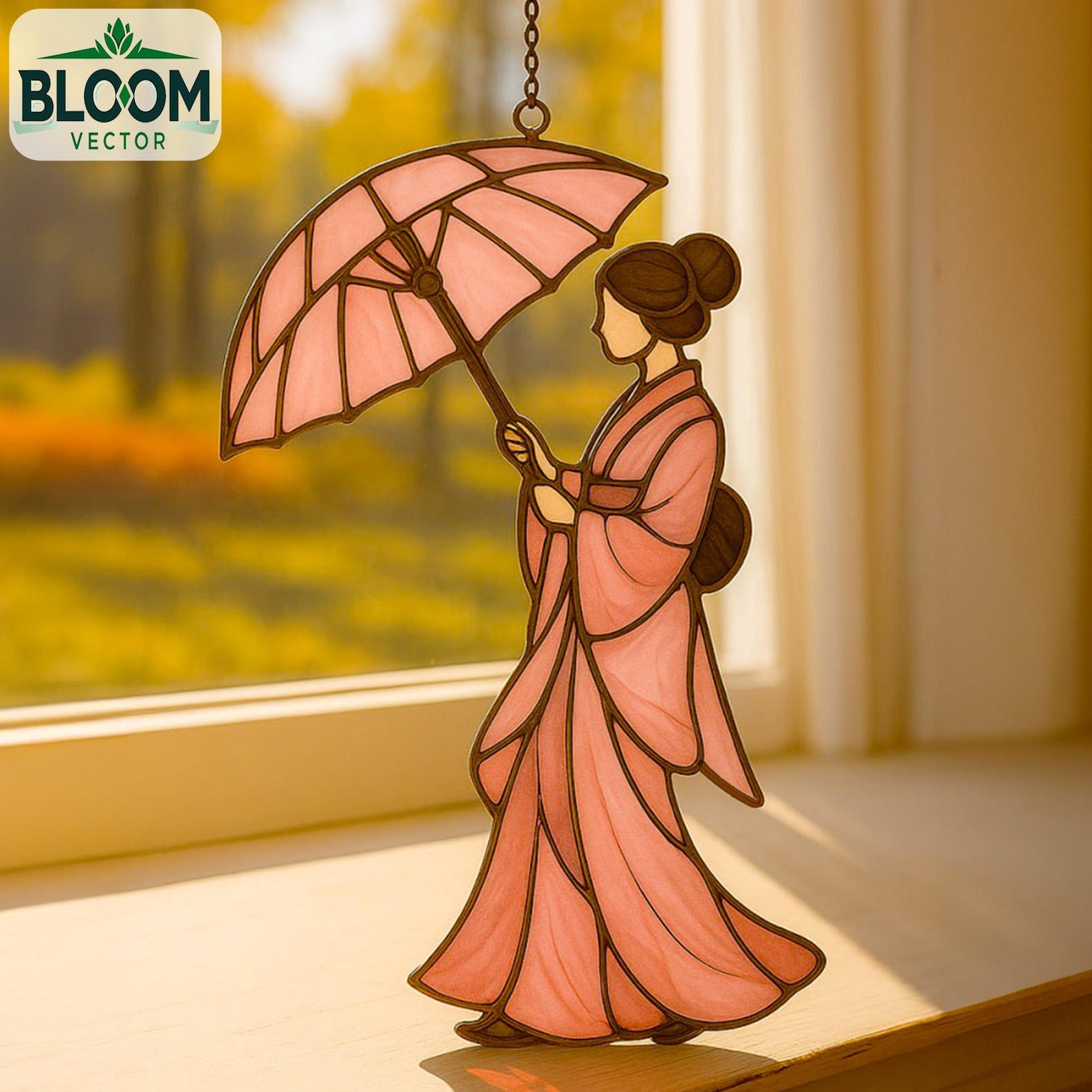 Japanese Geisha Stained Glass Pattern: DIY Home Decor (PDF Pattern ...