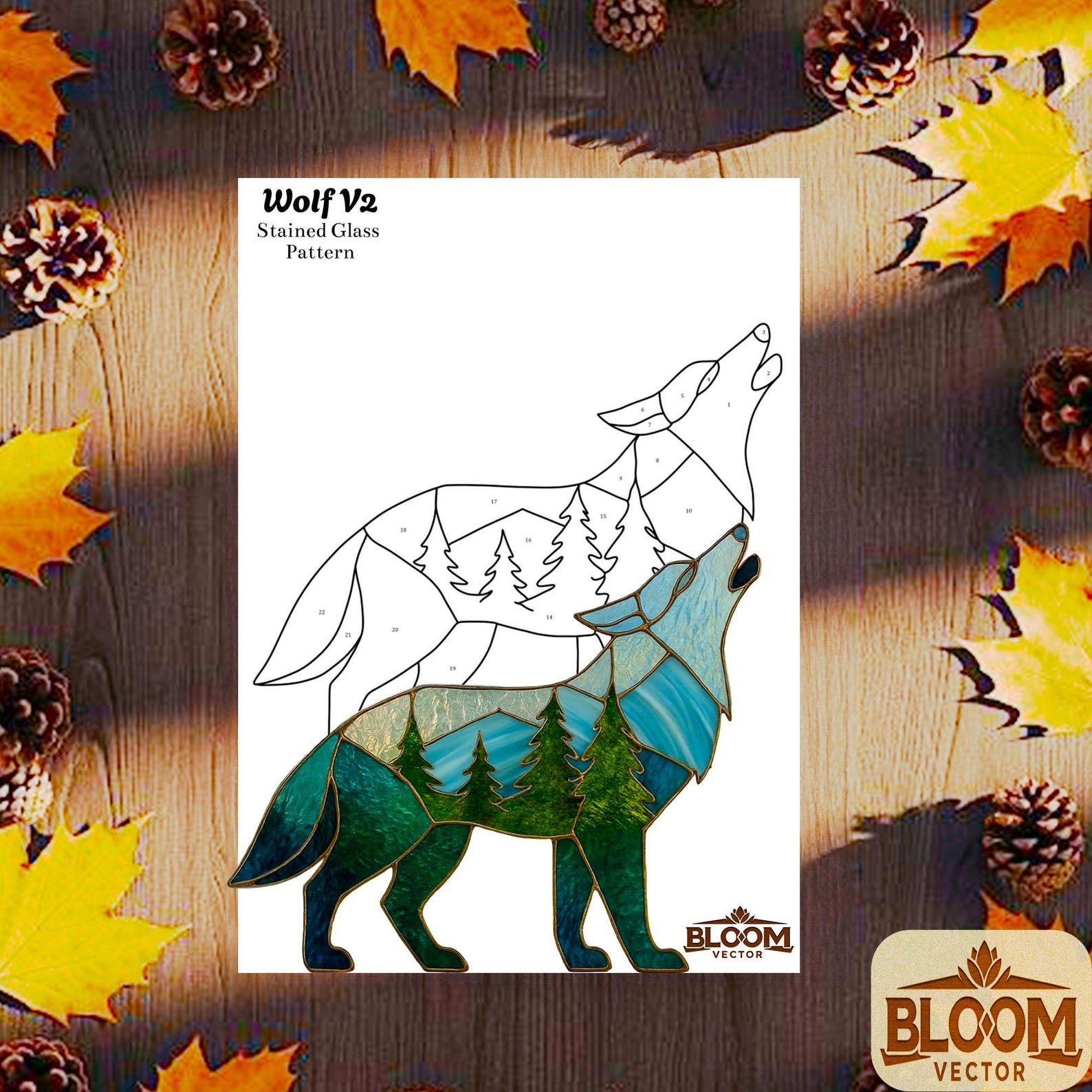Wolf Stained Glass Pattern: DIY Home Decor (PDF Pattern), Wall Art ...