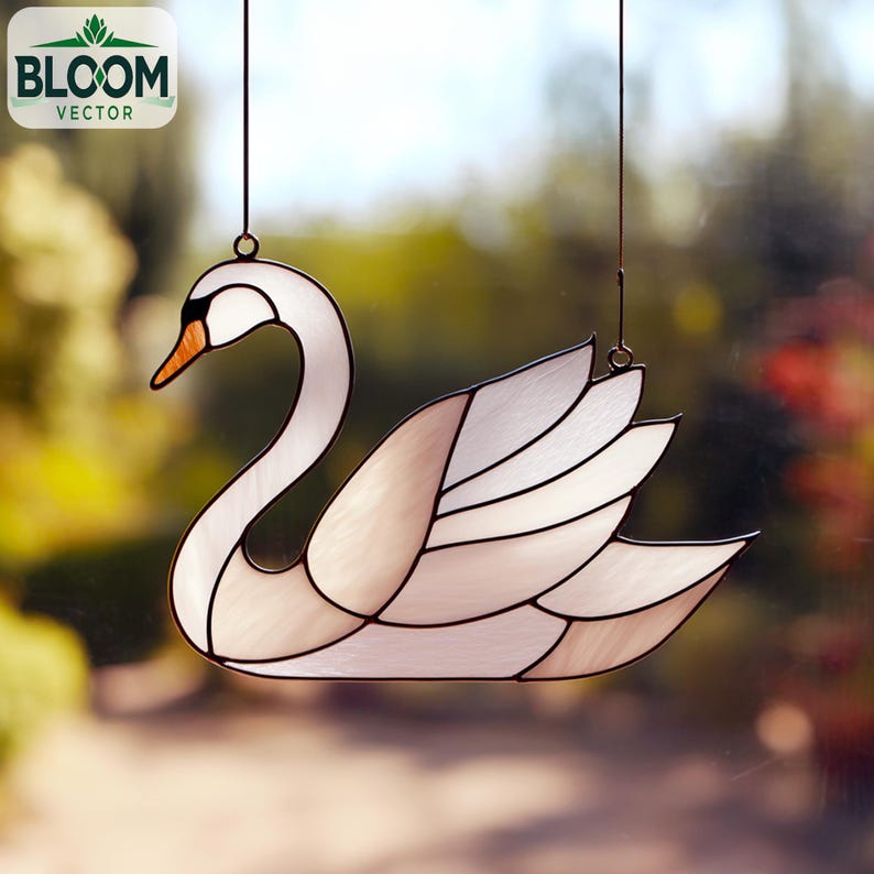 Swan Stained Glass Pattern PDF | Swan Suncatcher Template | DIY Stained ...