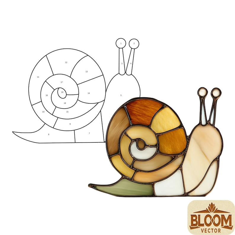 Snail Stained Glass Pattern PDF | Snail Suncatcher Template | DIY ...