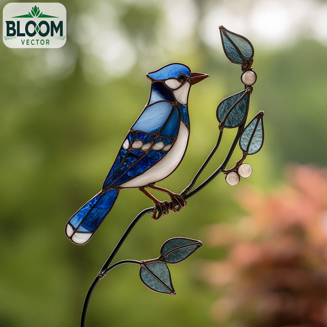 Blue Jay Stained Glass Pattern: Bird Suncatcher Wall Art (PDF Download ...