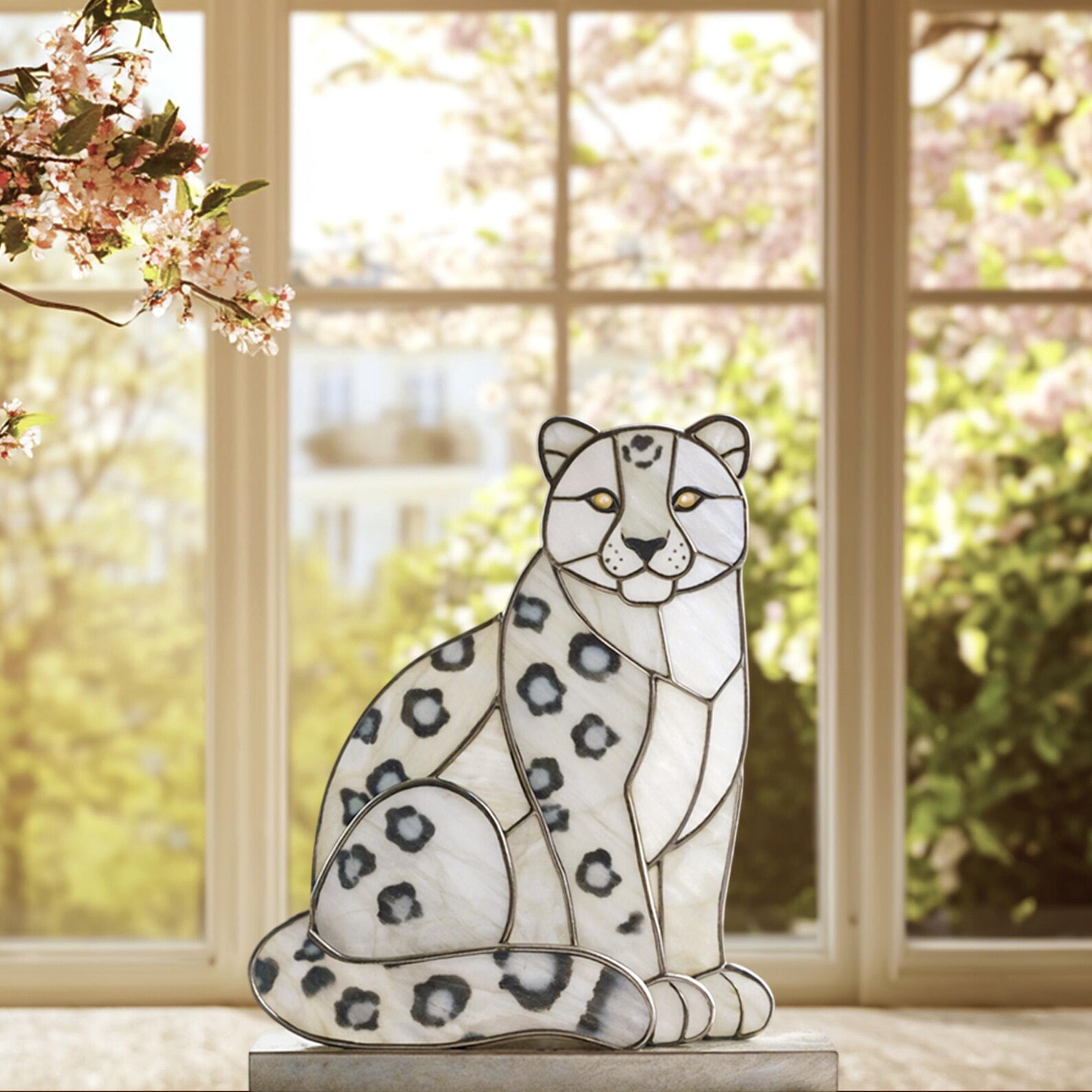 Snow Leopard Stained Glass Pattern PDF | Snow Leopard Suncatcher ...