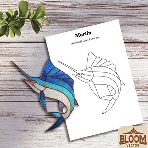 Marlin Stained Glass Pattern PDF | Marlin Suncatcher Template | DIY ...