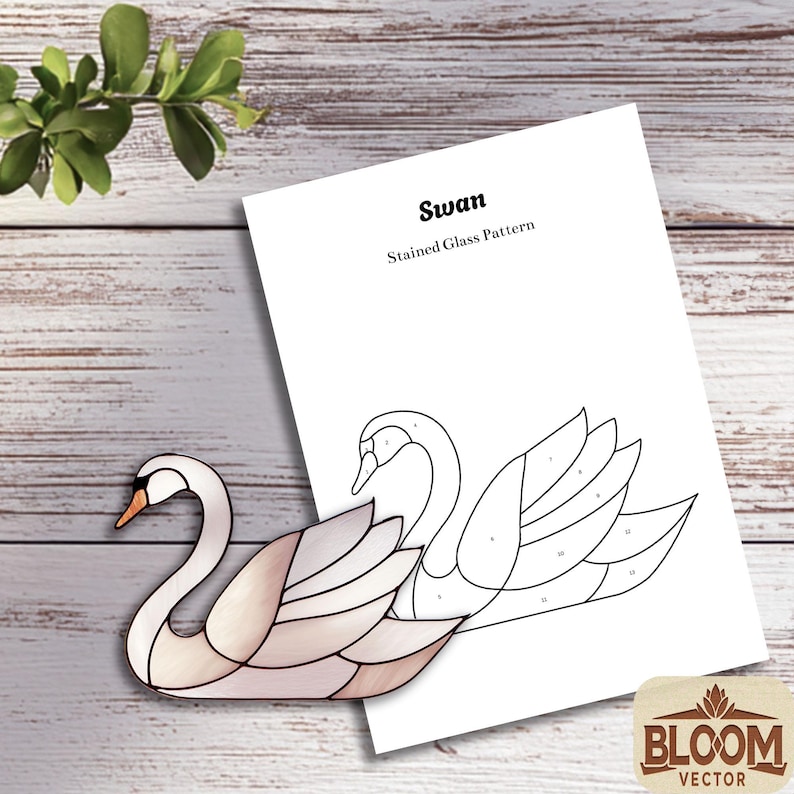Swan Stained Glass Pattern PDF | Swan Suncatcher Template | DIY Stained ...
