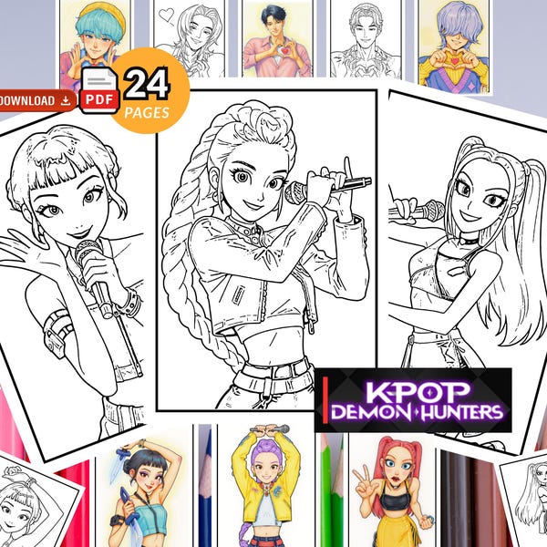 Huntrix coloring pages printable - Etsy México