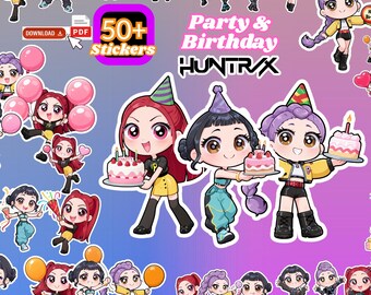 Huntrix Party Kpop Demon Hunters Digital Download Sticker Kit | ALL ...