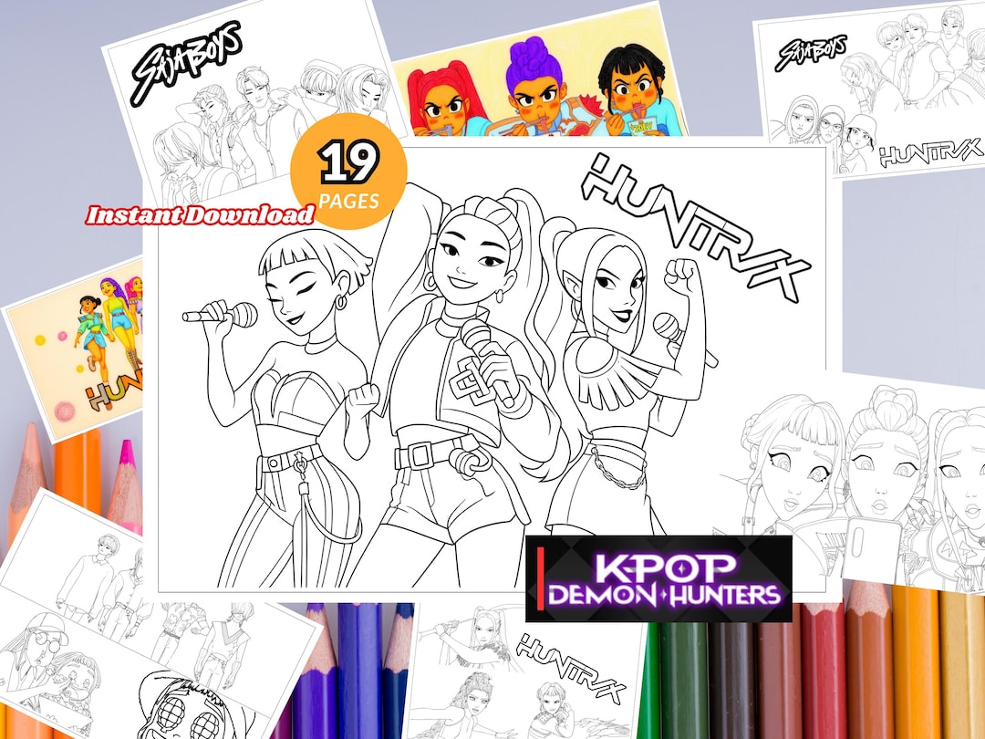 Kpop Demon Hunters 19 Coloring Pages | Attention Span Practice ...