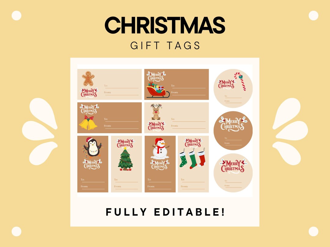 Christmas Gift Tags Template Editable Gift Labels Canva - Etsy