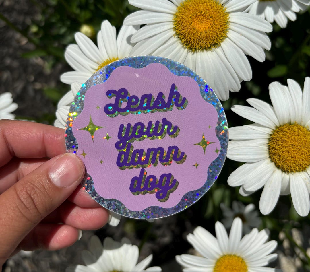 Leash Your Damn Dog Sticker – 3” Holographic Vinyl Decal for Dog Owners ...