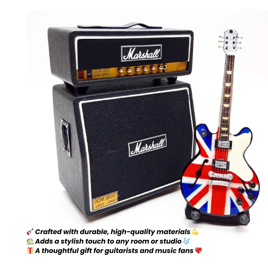 Mini Guitar With Flag Design and Black Amplifier Stack for 1:12 Music ...