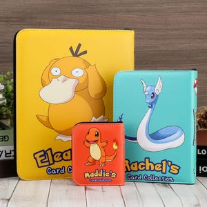 Pokemon Binder Personalized Trading Cards, Custom Leather Zipper Cards ...