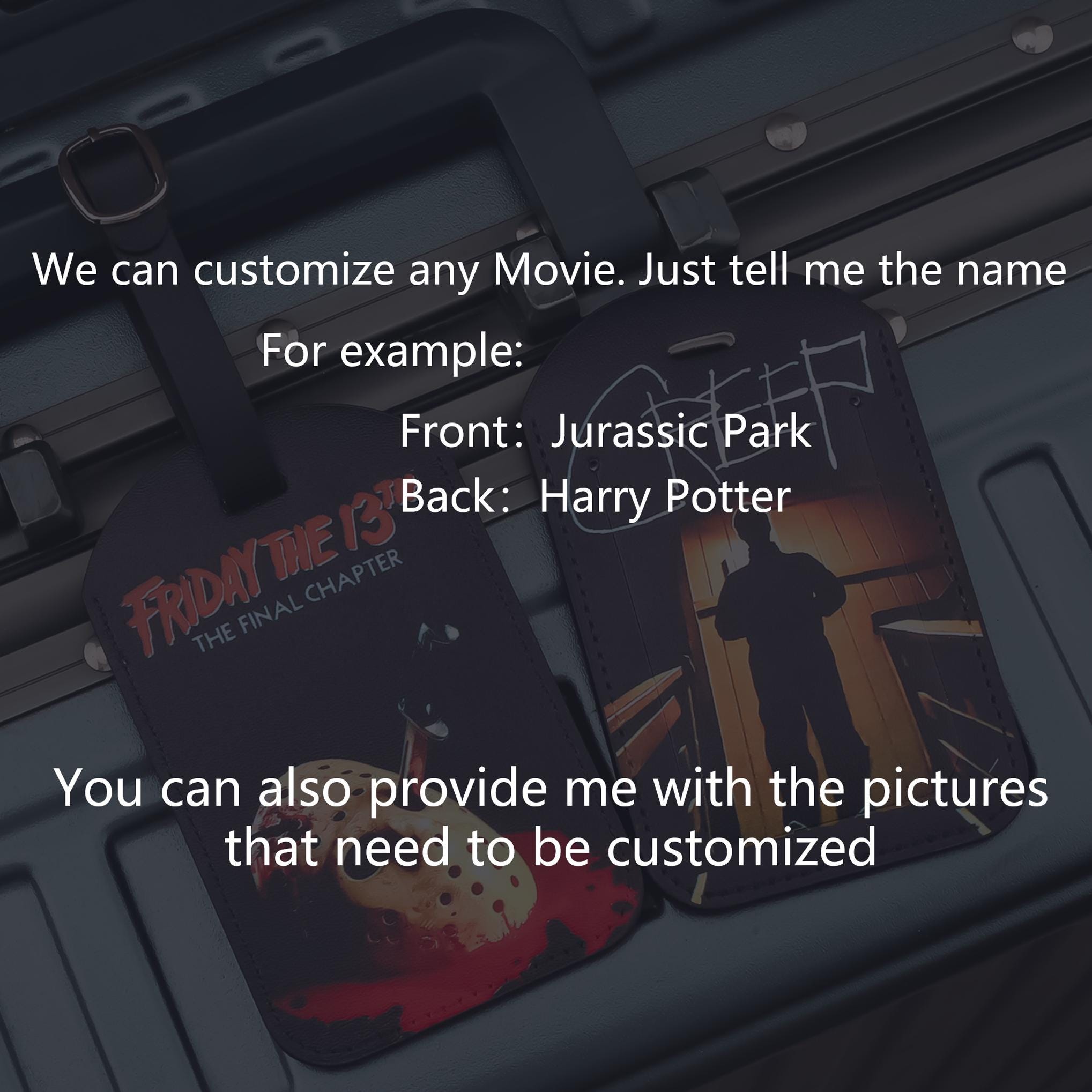 Personalized horror Movie Luggage Tags, Custom Leather Luggage Tag for ...