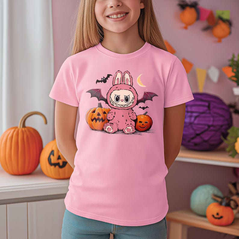 Unique Labubu Png Pink Bat Design Labubu Halloween Png for Print La ...
