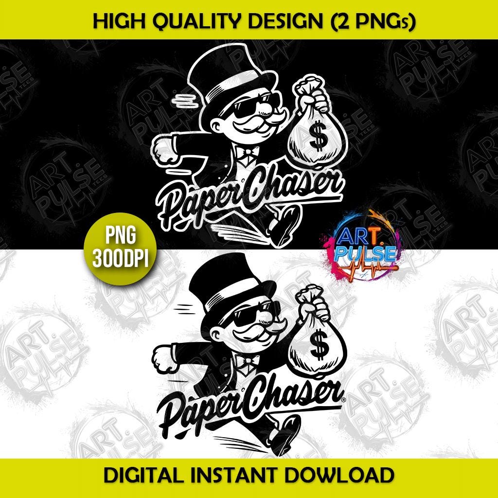 Paper Chaser PNG Clipart: Funny Money Man Hustle Design Sublimation ...