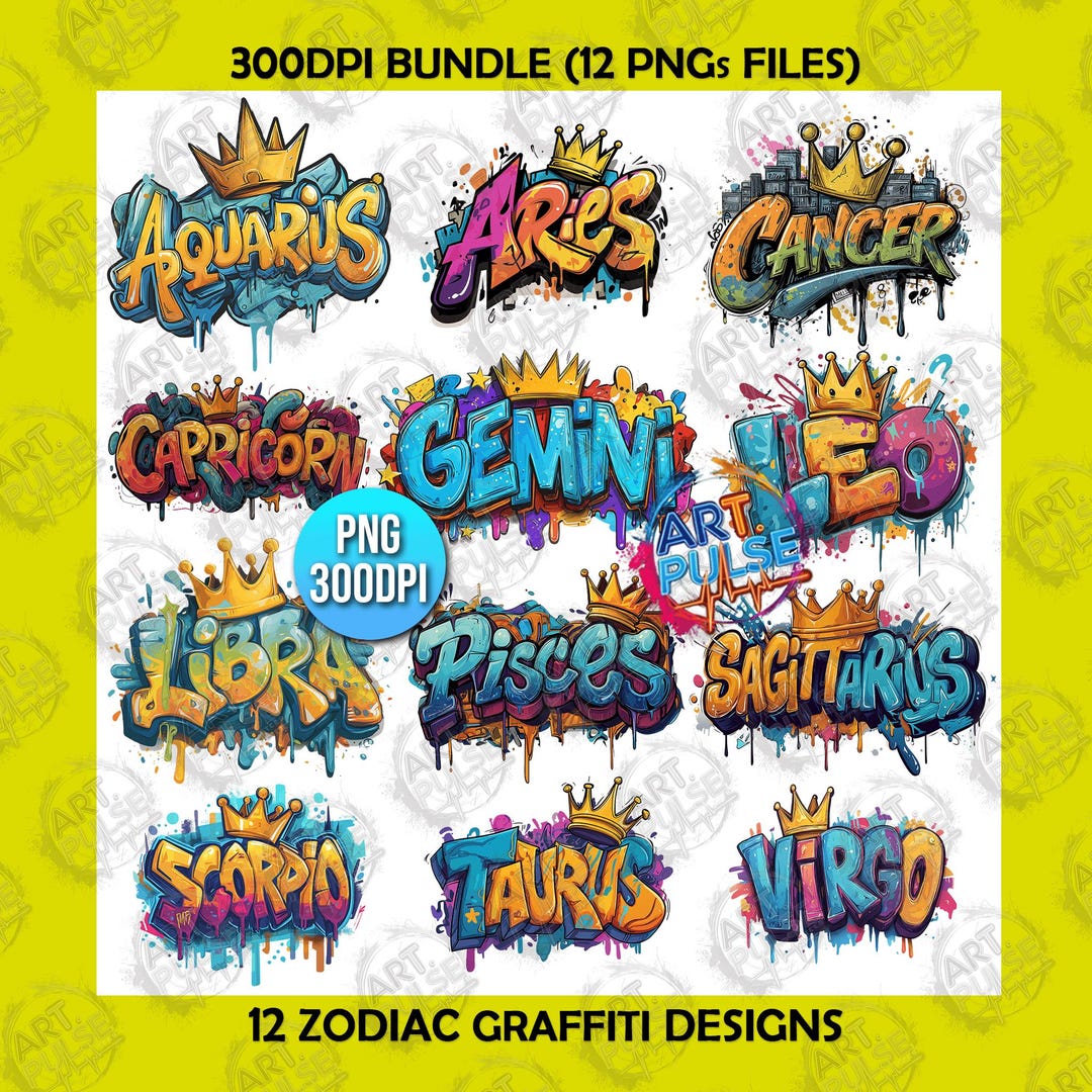 Funny Zodiac Png Files Graffiti Zodiac Clipart Horoscop Sublimation ...