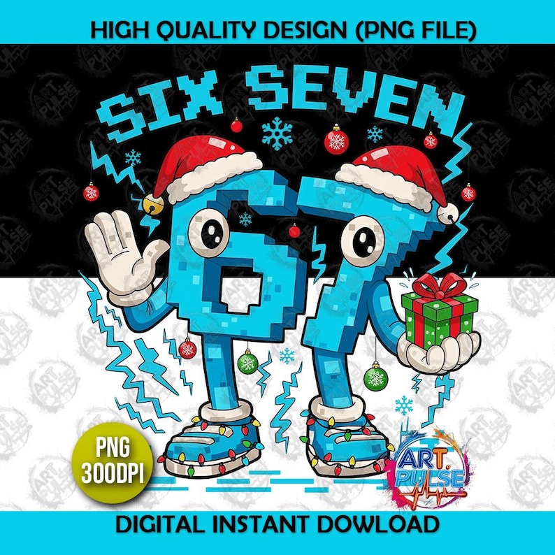 Six Seven Png 67 Brainrot Meme Clipart Funny Gamer Birthday Design ...