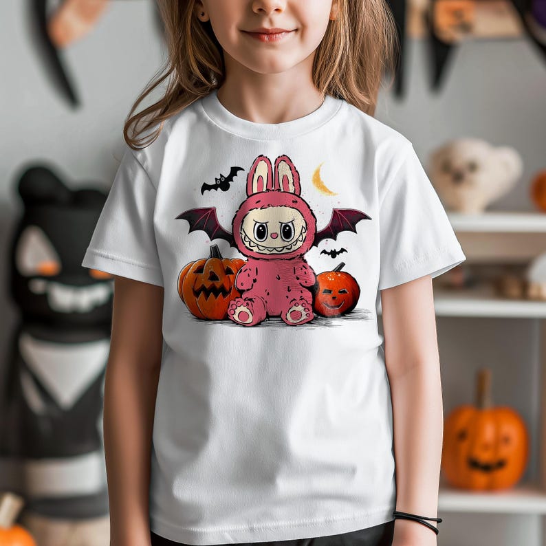 Unique Labubu Png Pink Bat Design Labubu Halloween Png for Print La ...