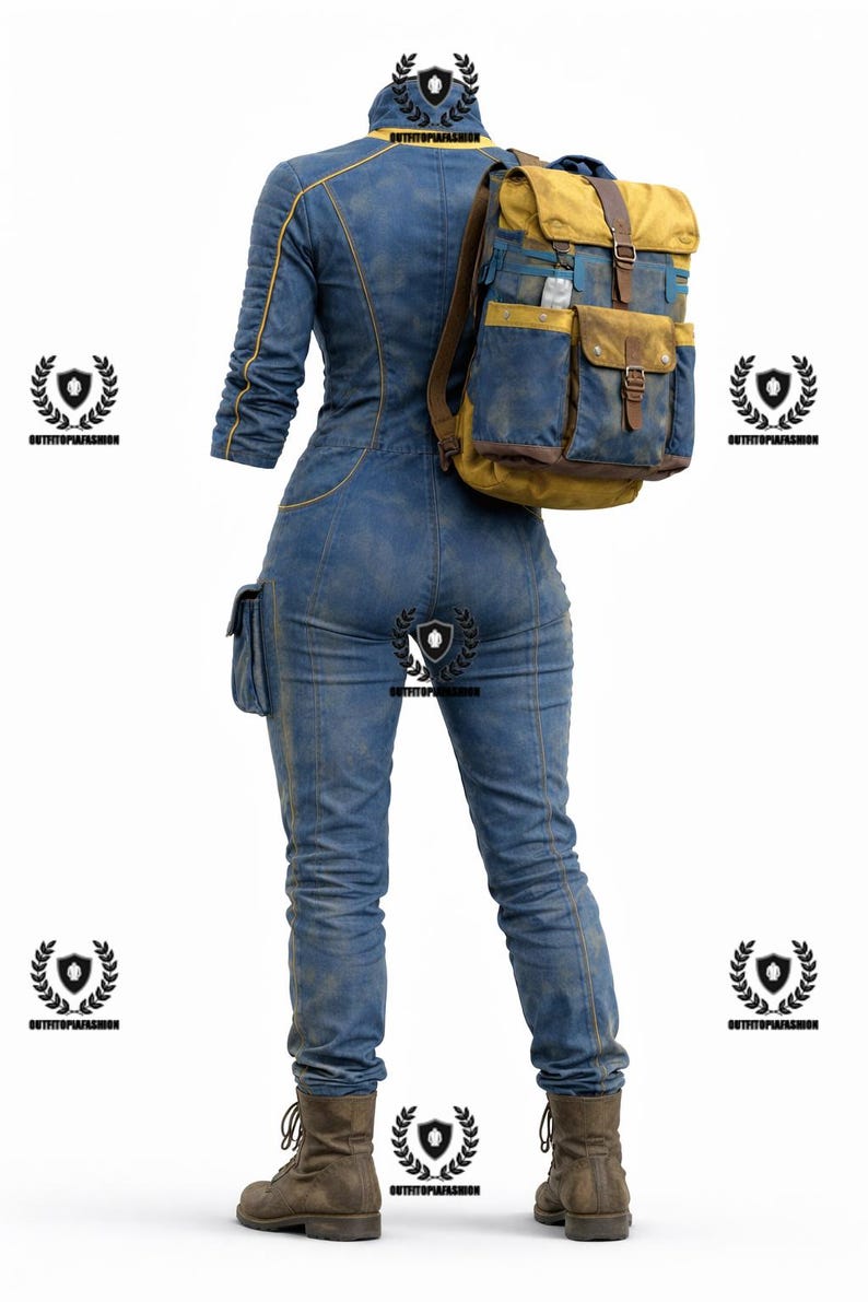 Handmade Fallout Vault Jumpsuit Outfit – Blue & Yellow Cosplay Suit - Etsy
