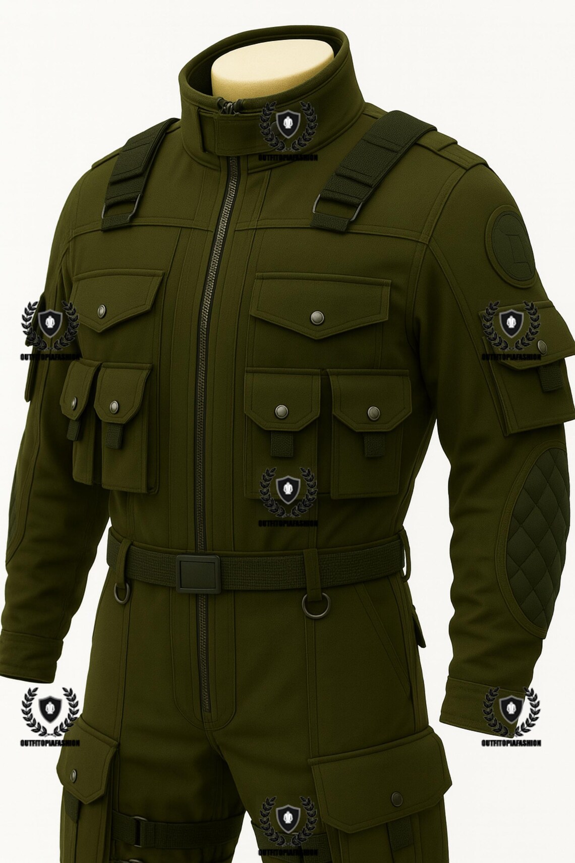 Elite Ranger Tactical Suit – Military Green Cotton Canvas Jumpsuit With ...
