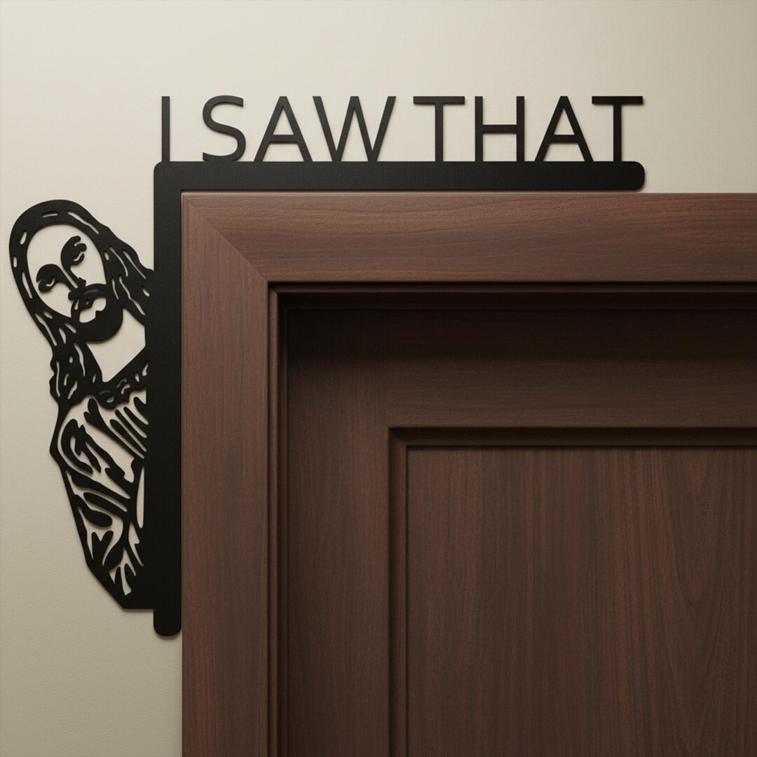 Jesus Peeking Metal Door Topper Art, Religious Meme Sign, Funny ...