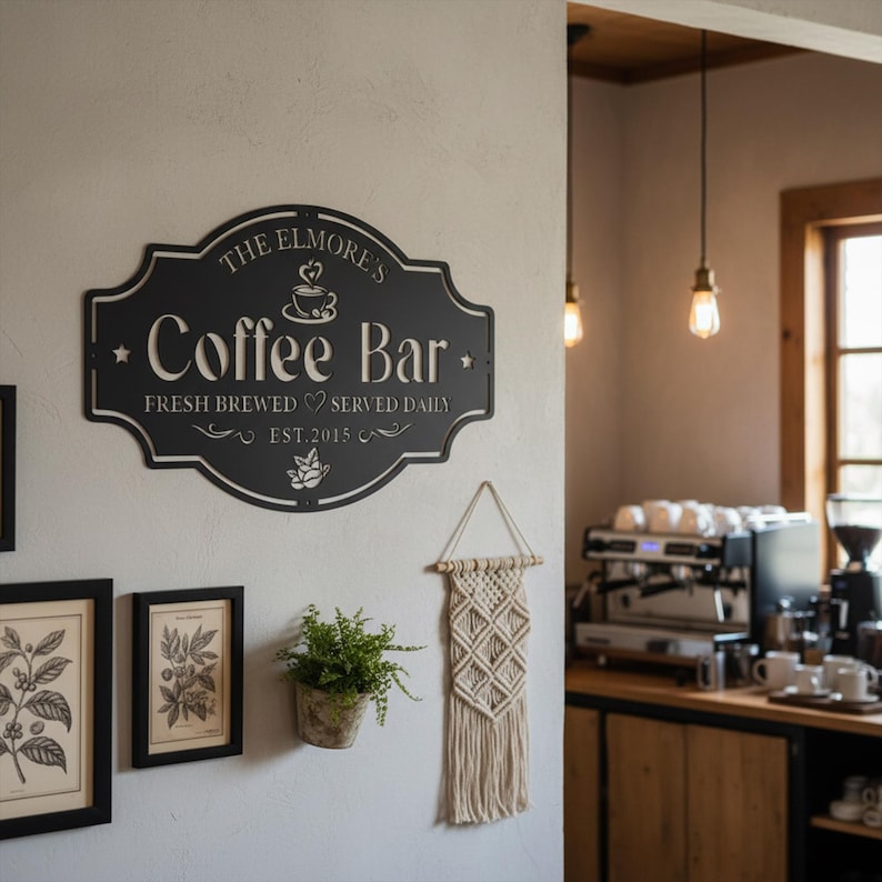 Custom Coffee Bar Metal Sign, Coffee Wall Decor, Home Coffee Bar Decor ...